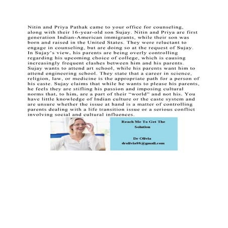 Nitin and Priya Pathak came to your office for counseling, along wit.docx