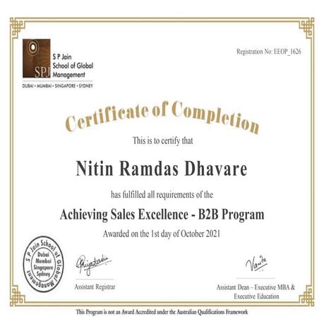 Achieving Sales Excellence - B2B Program | PPT