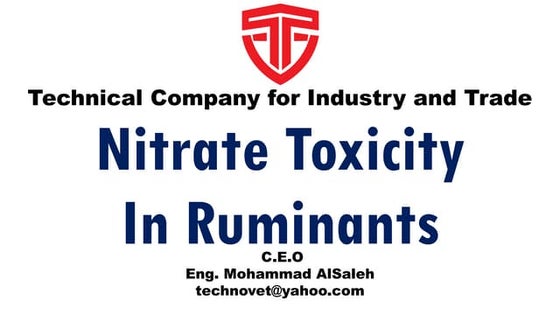 Cyanide Poisoning in Livestock; Sorghum Poisoning | PPT