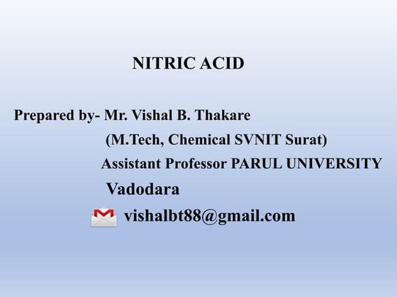 Industrial manufacturing of Nitric acid | PDF