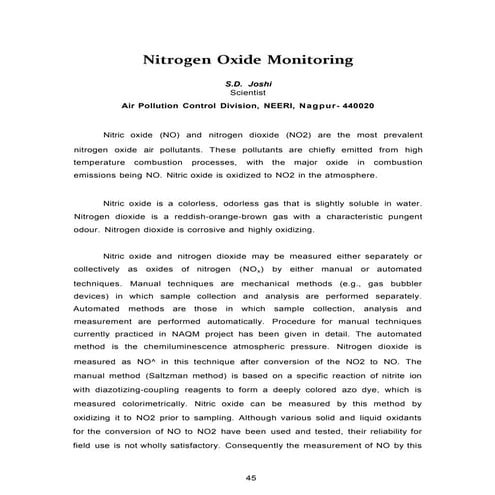 Nitrogen oxide monitoring | PDF