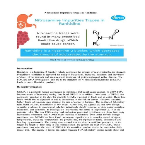 Nitrosamine impurities traces in ranitidine | DOCX