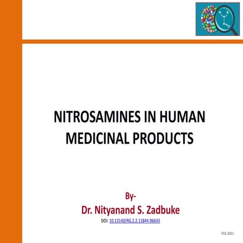Nitrosamines In Human Medicinal Products | PDF