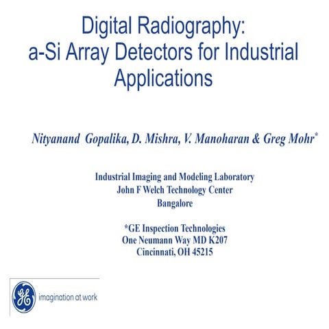 Digital Detectors for Industrial Applications-Nityanand Gopalika | PDF