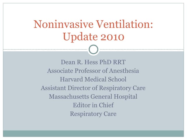 Non Invasive Ventilation - BiPAP & CPAP | PPT