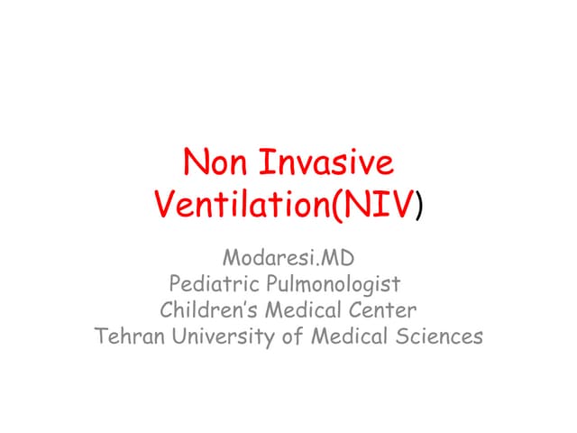 NON-INVASIVE VENTILATION A TYPE OF VENTILATION | PPTX