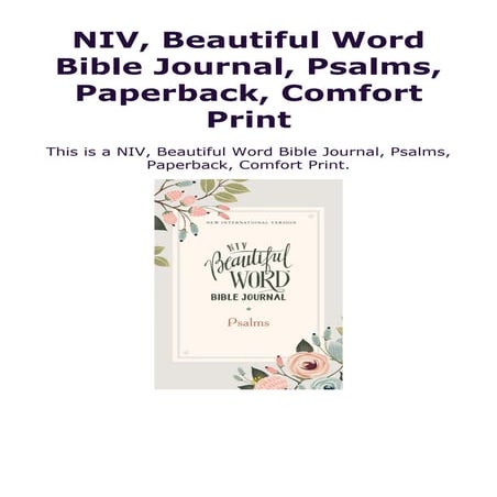 {PDF} Books NIV, Beautiful Word Bible Journal, Psalms, Paperback ...