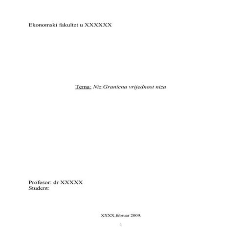 Niz i granicna vrednost niza | DOC