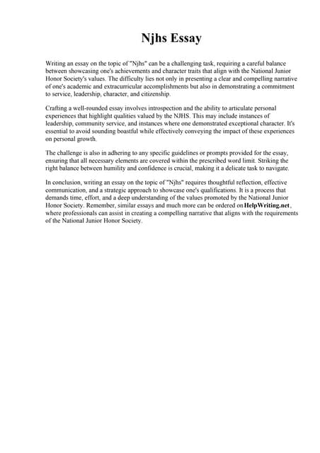 National Junior Honor Society Essay Examples.pdf | Secondary Education ...