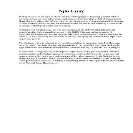 Njhs Essay. Njhs application essay. NJHS Essay: How to Write a Winning ...