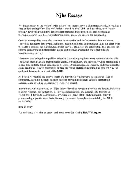 National Junior Honor Society Essay Examples.pdf | Secondary Education ...