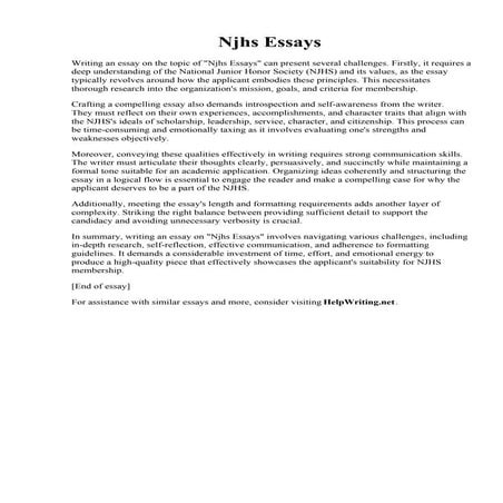 Njhs Essays | PDF