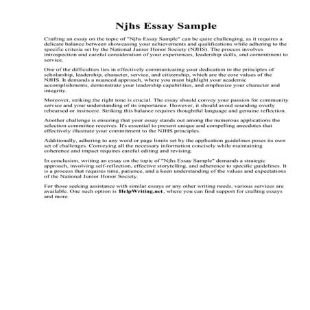 Njhs Essay Sample | PDF