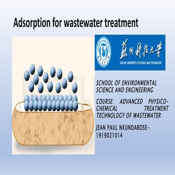 Njp 1919021014 adsorption for wastewater treatment | PPTX