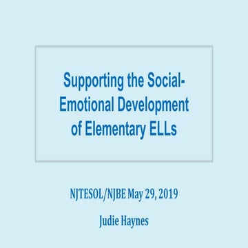 Supporting Social-Emotional Development of Elementary ELLs | PPTX