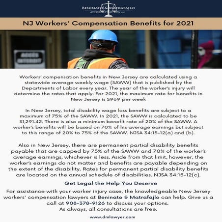 NJ Workers' Compensation Benefits for 2021 | PDF | Government Support ...