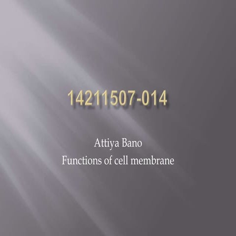 The cell membrane function | PPT