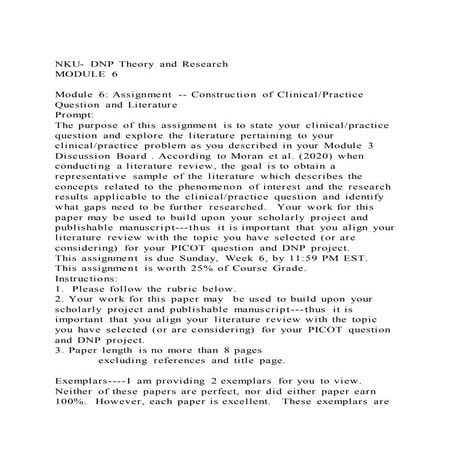 NKU- DNP Theory and ResearchMODULE 6Module 6 Assignment -- | PDF