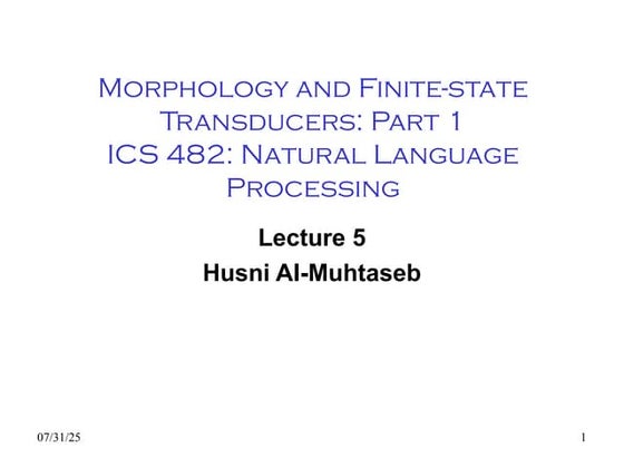 Lecture Notes-Finite State Automata for NLP.pdf | Programming Languages ...