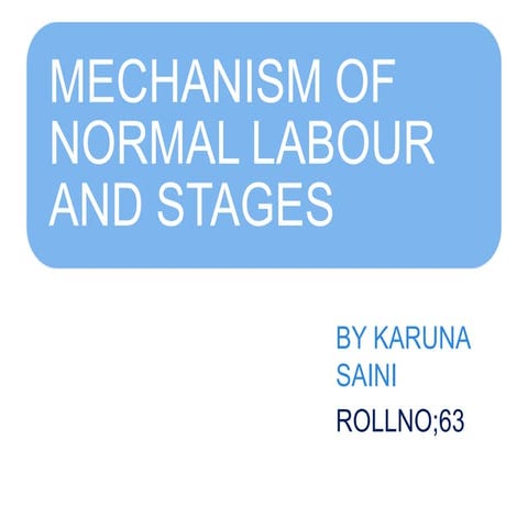 Mechanism of Normal stagea of labour ... | PPT