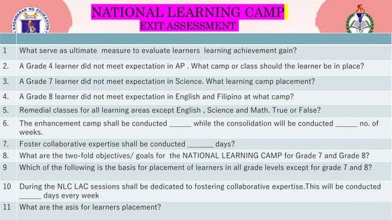 National Learning Camp - Learning action Cell | PPT