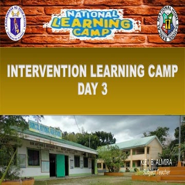 NATIONAL LEAARNING CAMP-INTERVENTION CAMP DAY 3 | PPT