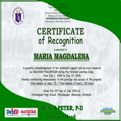 NLC 2024 - Certificate of Recognition | PPTX