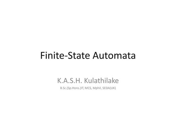Lecture Notes Finite State Automata For Nlppdf Programming Languages Computing