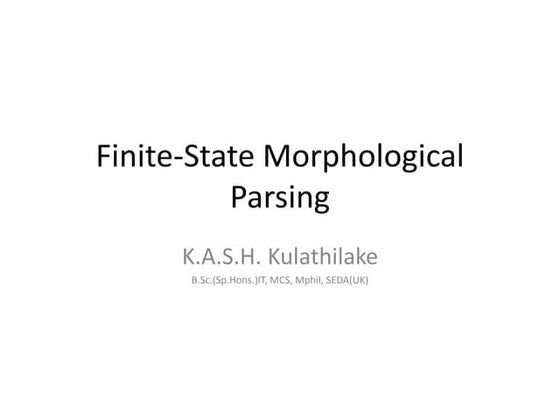 Lecture Notes Finite State Automata For Nlp Pdf