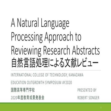 A Natural Language Processing Approach to Reviewing Research Abstracts ...