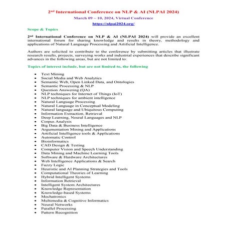 Online Paper Submission - 2nd International Conference on NLP & AI (NLPAI 2024) | PDF