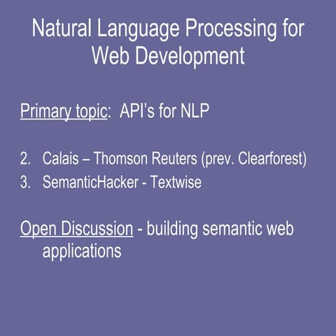 Nlp Apis | PPT | Web Design and HTML | Internet
