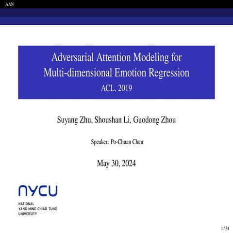 Adversarial Attention Modeling For Multi Dimensional Emotion Regression Pdf