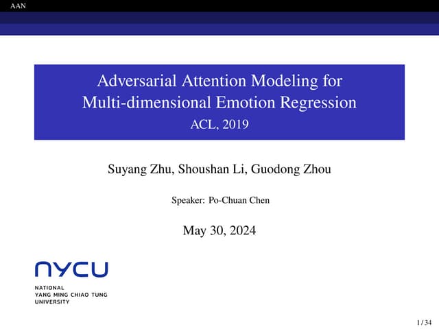 Adversarial Attention Modeling For Multi Dimensional Emotion Regression Pdf