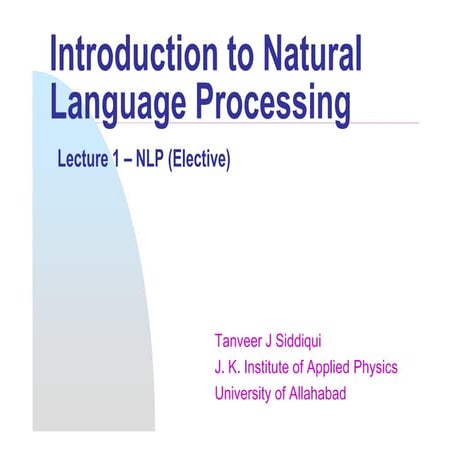 Introduction to Natural language Processing | PDF