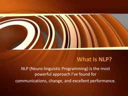 Well being through neuro linguistic programming | PPT