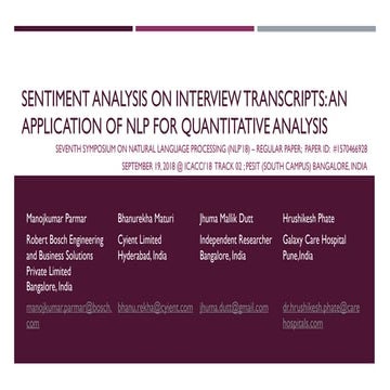 Presentation of Research Paper SENTIMENT ANALYSIS ON INTERVIEW ...