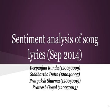Sentiment analysis of song lyrics | PPTX
