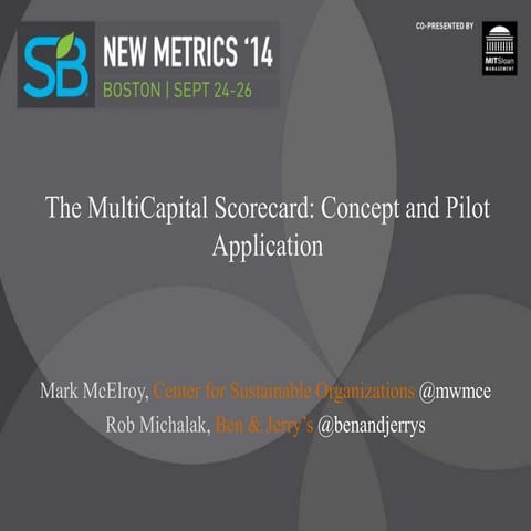The MultiCapital Scorecard: Concept and Pilot Application | PPTX