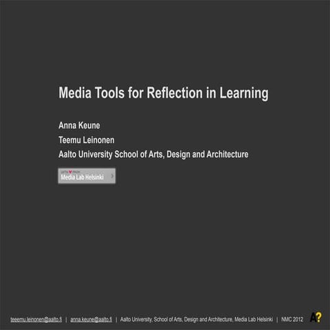 NMC 2012 Media Tools for Reflection in Learning-last | PDF