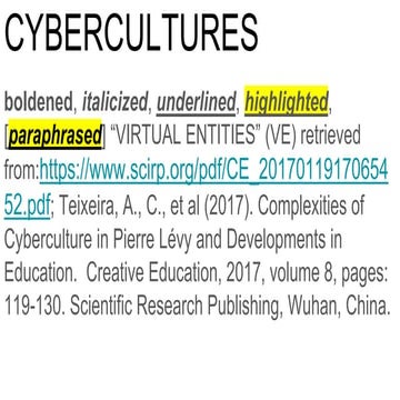 Nmed 3850 wk4 - cybercultre presentation | PPT