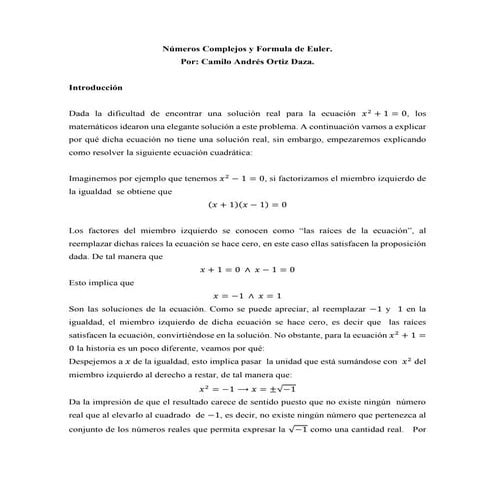 Números complejos y formula de euler | PDF