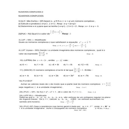 Números complexos 2 | PDF
