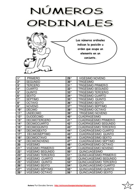 Números ordinales y cardinales ingles | DOCX