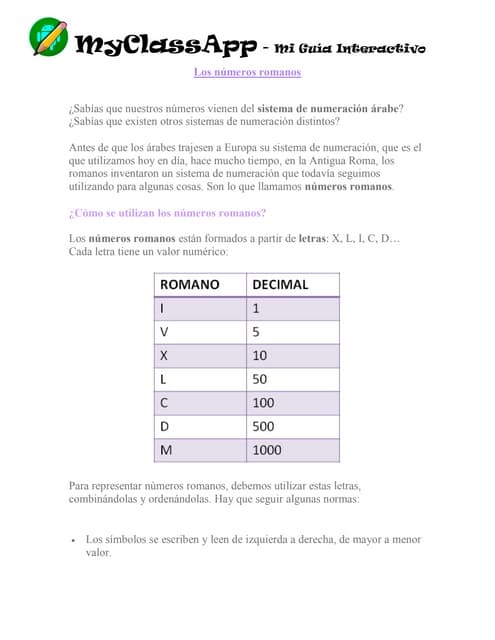 Los numeros romanos | PDF