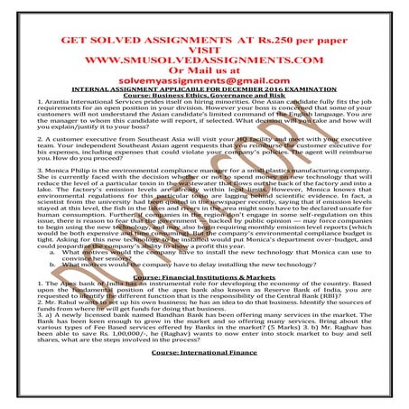 Nmims Dec 2016 Assignments | DOCX