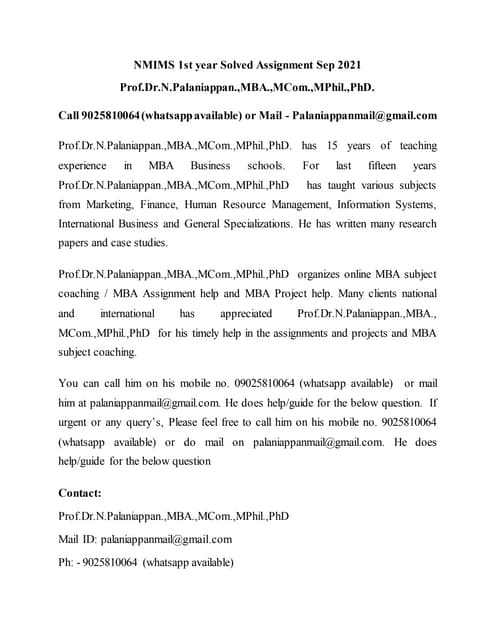 NMIMS Semester 2 Assignment Solution Sep 2021 | DOCX | Human Resources | Business