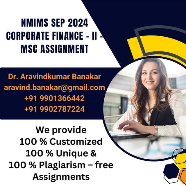NMIMS SEP 2024 Corporate Finance - II - MSc Assignment.pdf | Education