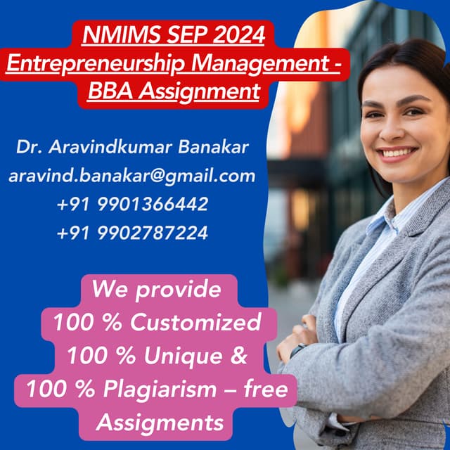 NMIMS SEP 2024 Entrepreneurship Management - BBA Assignment.pdf | Education