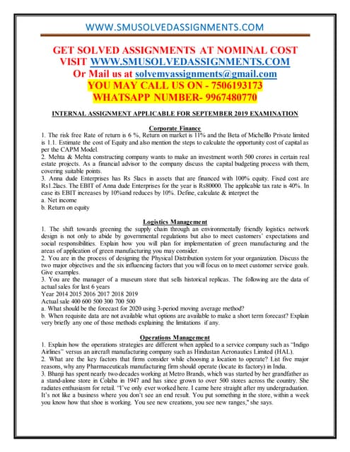 Nmims ASSIGNMENT ANSWERS | PDF